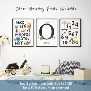 CONSTRUCTION NUMBERS POSTER - Kids Truck Wall Art - Number Printable ...
