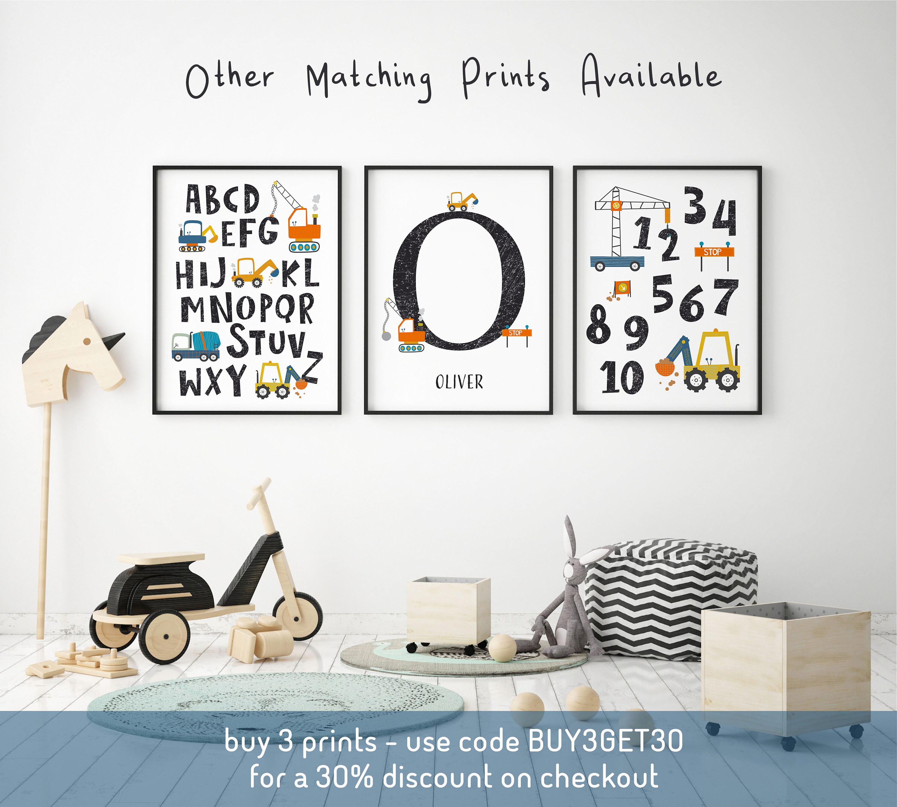 CONSTRUCTION NUMBERS POSTER - Kids Truck Wall Art - Number Printable ...