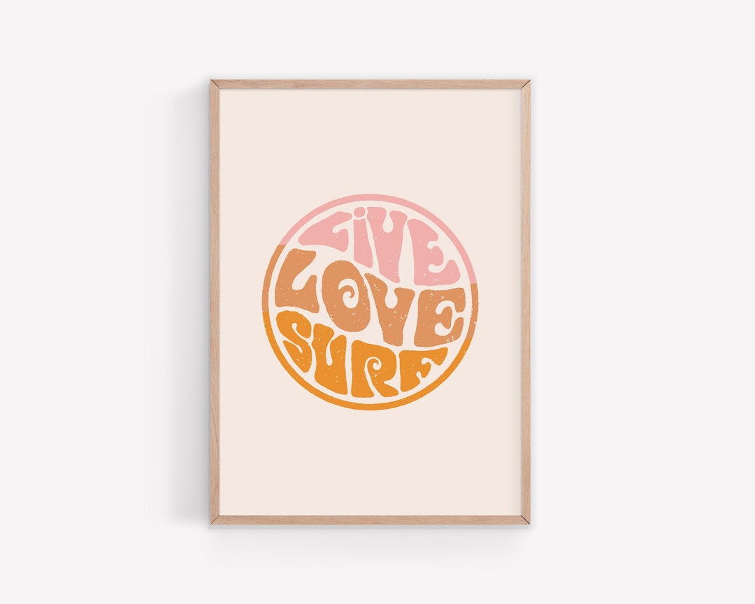 Retro Surf Quote Poster, Hippie Girl Surf Wall Art, Boho Surf Nursery ...