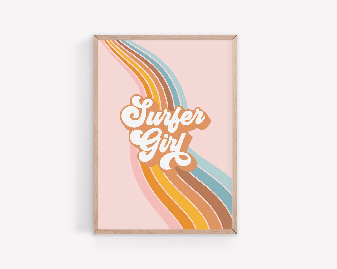 Groovy Surfer Girl Poster Printable, Girly Surf Wall Art, Teen Girl ...