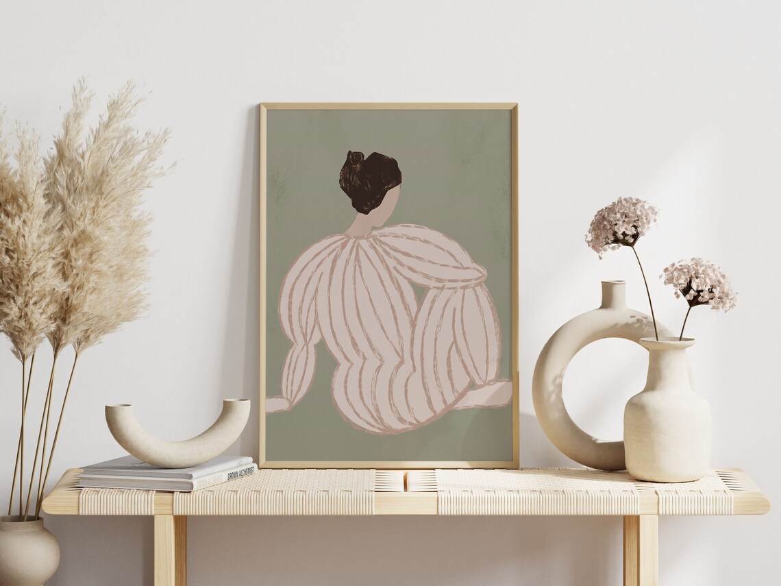 Boho Female Line Art Print Body Positive Art Minimalist - Etsy