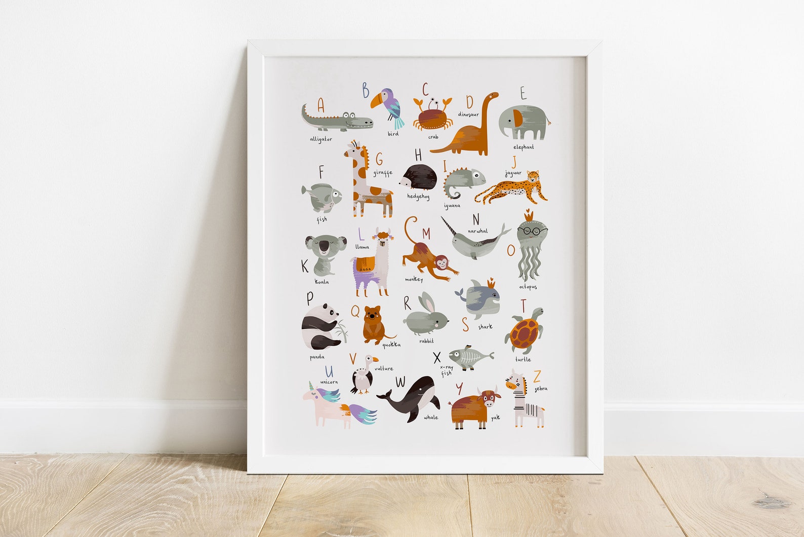Animal Alphabet Poster Educational Wall Art Gender Neutral - Etsy