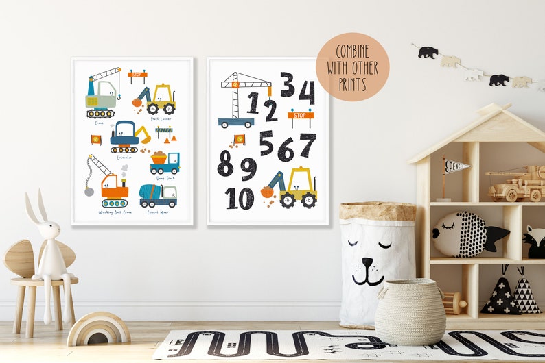 CONSTRUCTION NUMBERS POSTER - Kids Truck Wall Art - Number Printable ...
