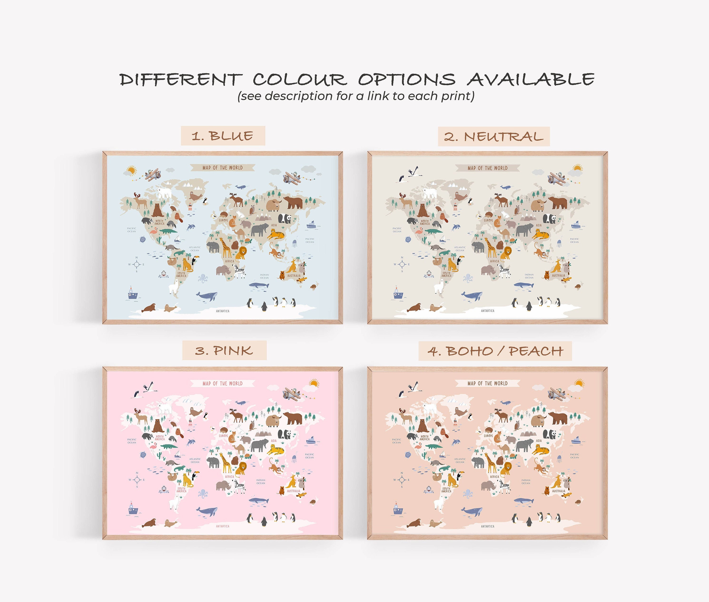 Nursery Animal World Map Printable Toddler Playroom - Etsy Australia