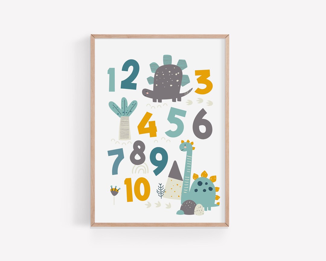 Dinosaur Numbers Nursery Poster: Educational Wall Art (digital Download ...