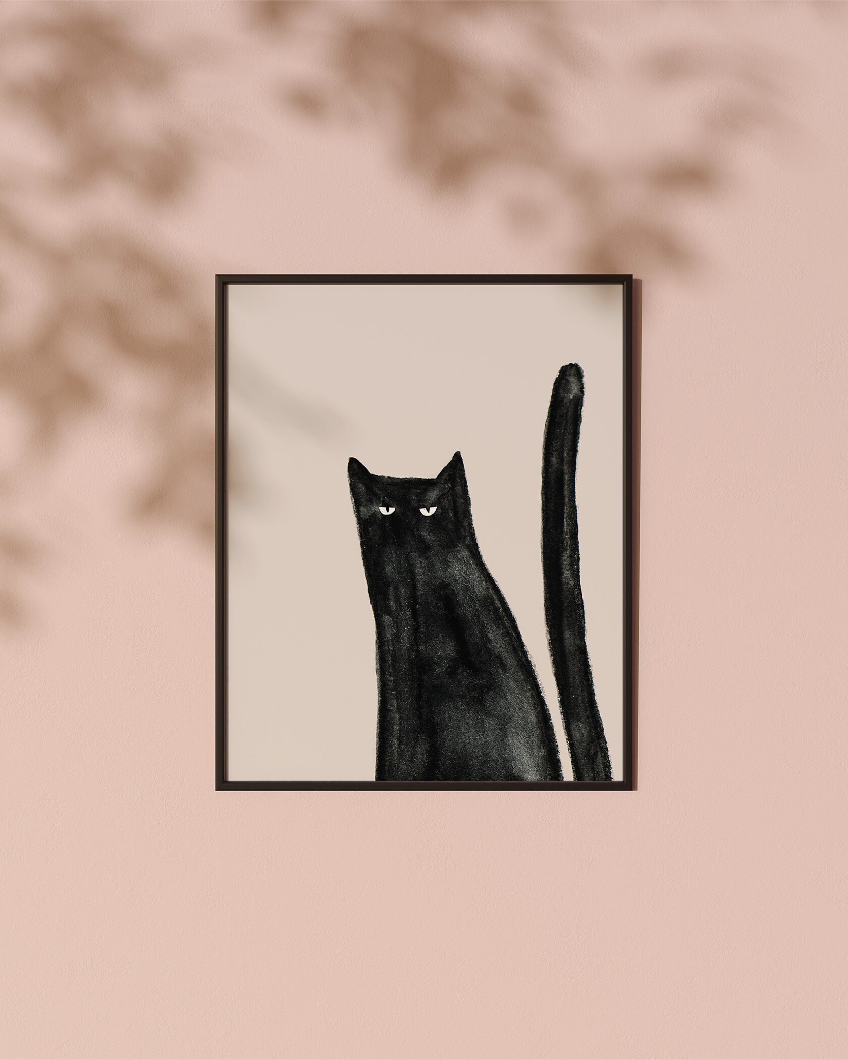 Black Cat Halloween Poster - Minimalist Halloween Wall Art - Boho ...