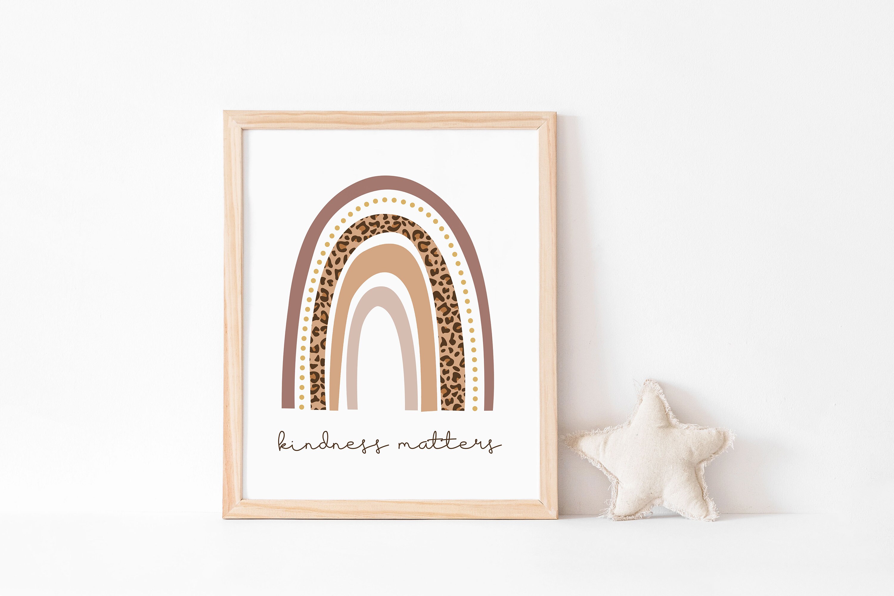Leopard Rainbow Boho Wall Decor, Kindness Matters Quote, Wall Art Girl ...