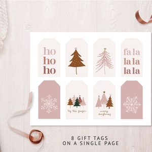 Boho Christmas Gift Tags - Set of 8 Printable Holiday Gift Tags ...