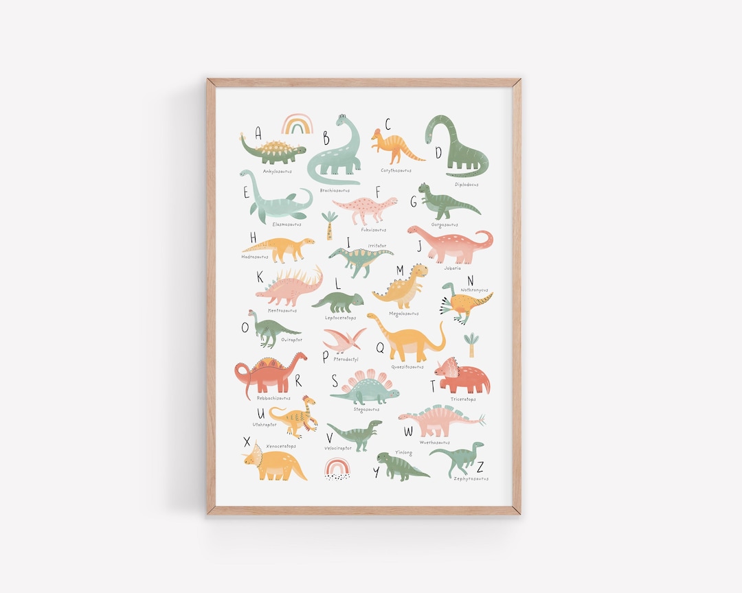 ABC Dinosaur Alphabet Poster, Toddler Learning Educational Posters ...