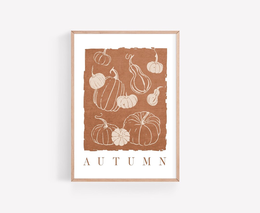 Autumn Wall Art - Fall Printable Art - Modern Pumpkin Wall Print ...