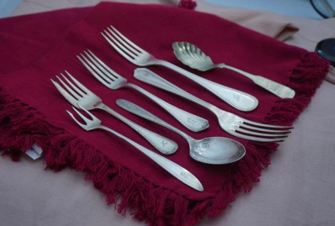 Monogrammed Vintage Silverware, Silverplate Antique Flatware - Etsy