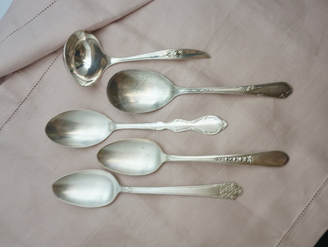 Silver Serving Spoons, Various Vintage Silver-plated Spoons - Etsy