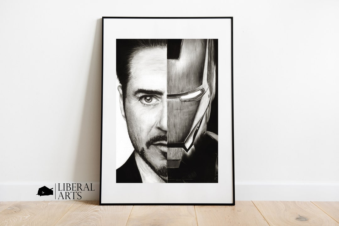 IRON MAN | Robert Downey Jr. | Pencil and Charcoal Drawing | Print ...
