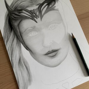 Scarlet Witch | Wanda Maximoff | Pencil and Charcoal Drawing | Print ...