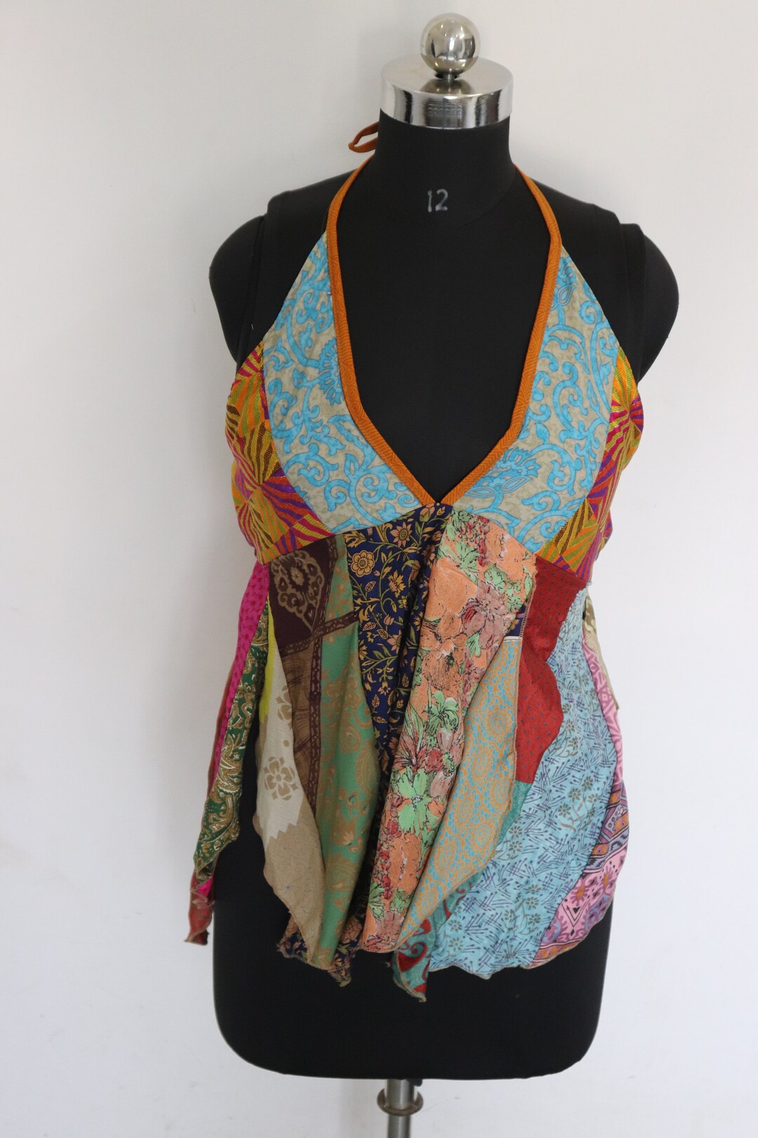 Boho Patchwork Top Halter Neck Silk Sari Top Handmade Top - Etsy