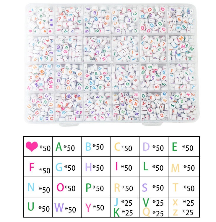 Acrylic English Alphabet Letter Beads Kits With Stretch Cords for Name ...