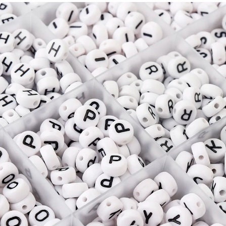 Acrylic English Alphabet Letter Beads Kits With Stretch Cords for Name ...