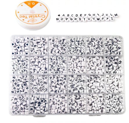 Acrylic English Alphabet Letter Beads Kits With Stretch Cords for Name ...