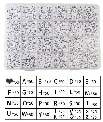 Acrylic English Alphabet Letter Beads Kits With Stretch Cords for Name ...