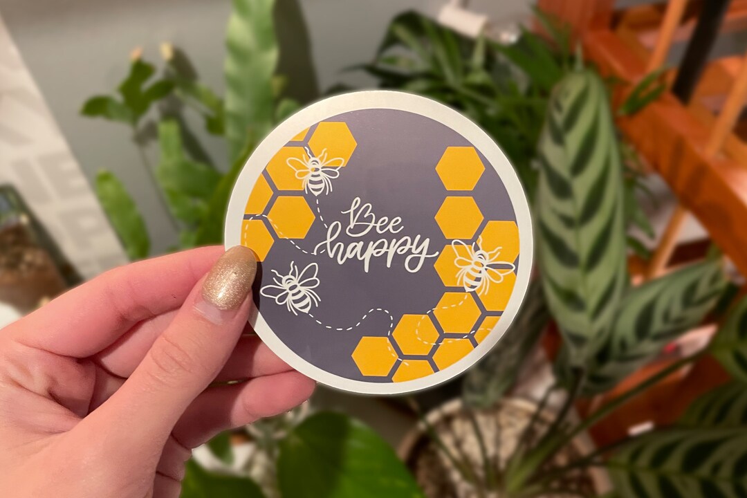 Bee Happy Bee Honeycomb Decal Laptop Sticker - Etsy