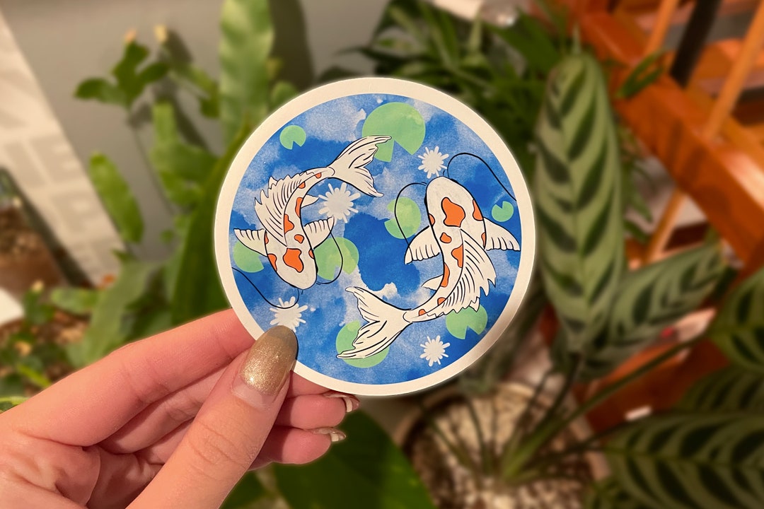 Koi Fish Vinyl Sticker: Japanese Pond Decal, Aquatic Art - Etsy