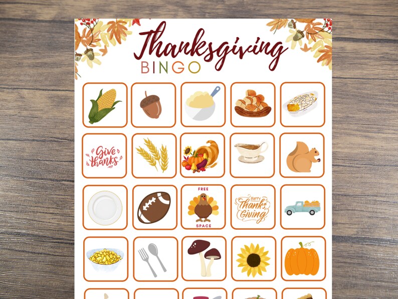 Thanksgiving Bingo, Thanksgiving Bingo for Kids, Printable Thanksgiving ...