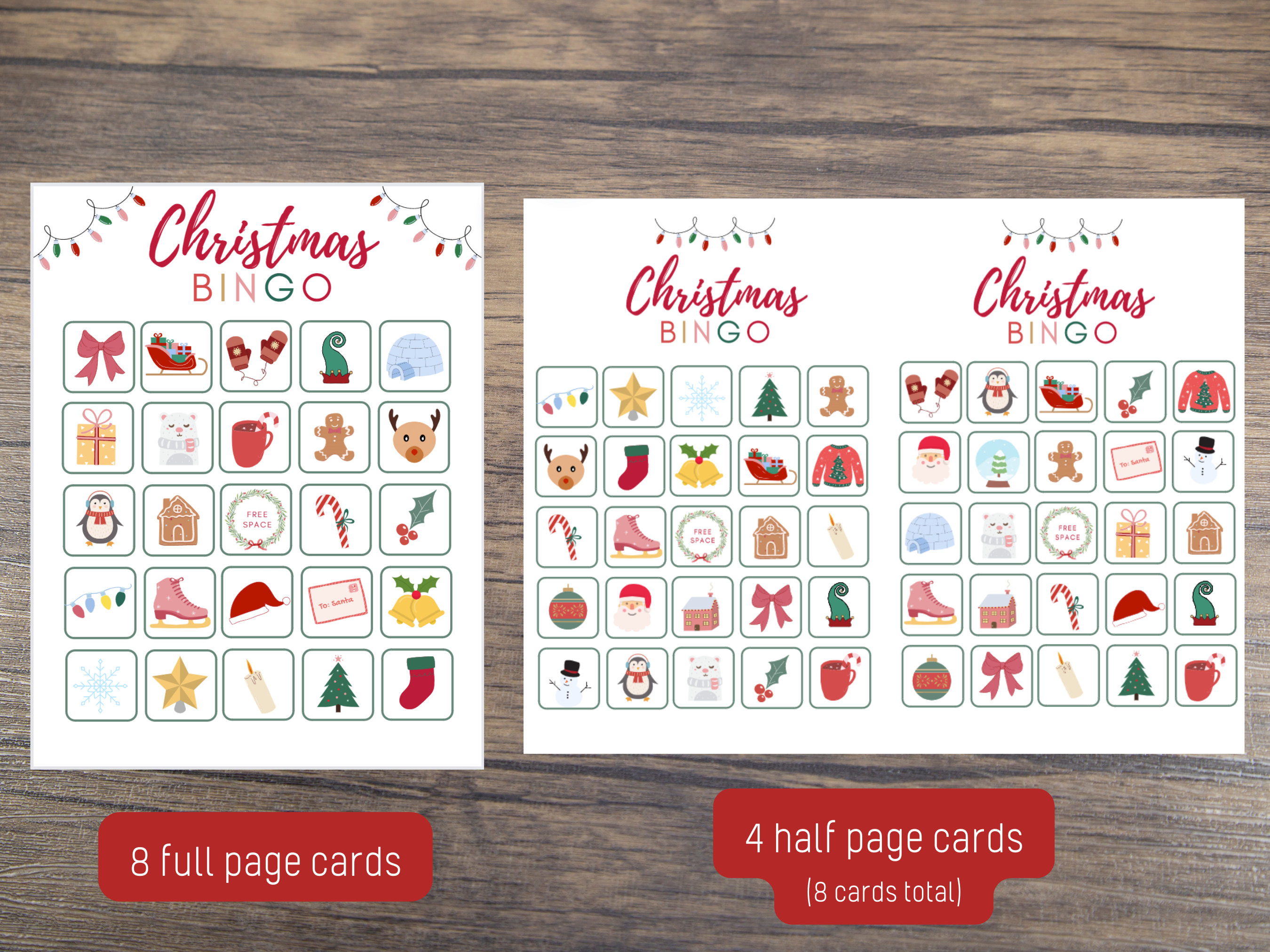 Christmas Bingo Printable Game, Christmas Bingo, Christmas Bingo for ...