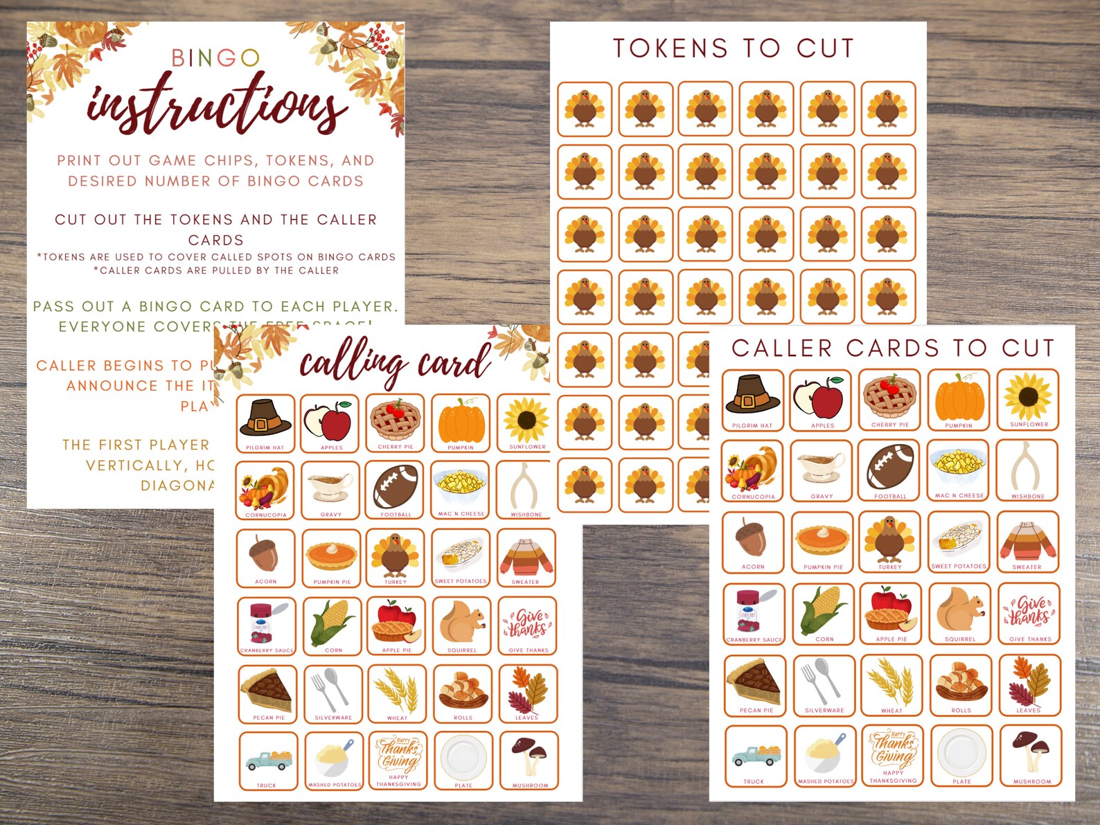Thanksgiving Bingo, Thanksgiving Bingo for Kids, Printable Thanksgiving ...