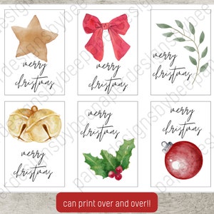 Traditional Watercolor Christmas Gift Tags, Christmas Present Tags ...