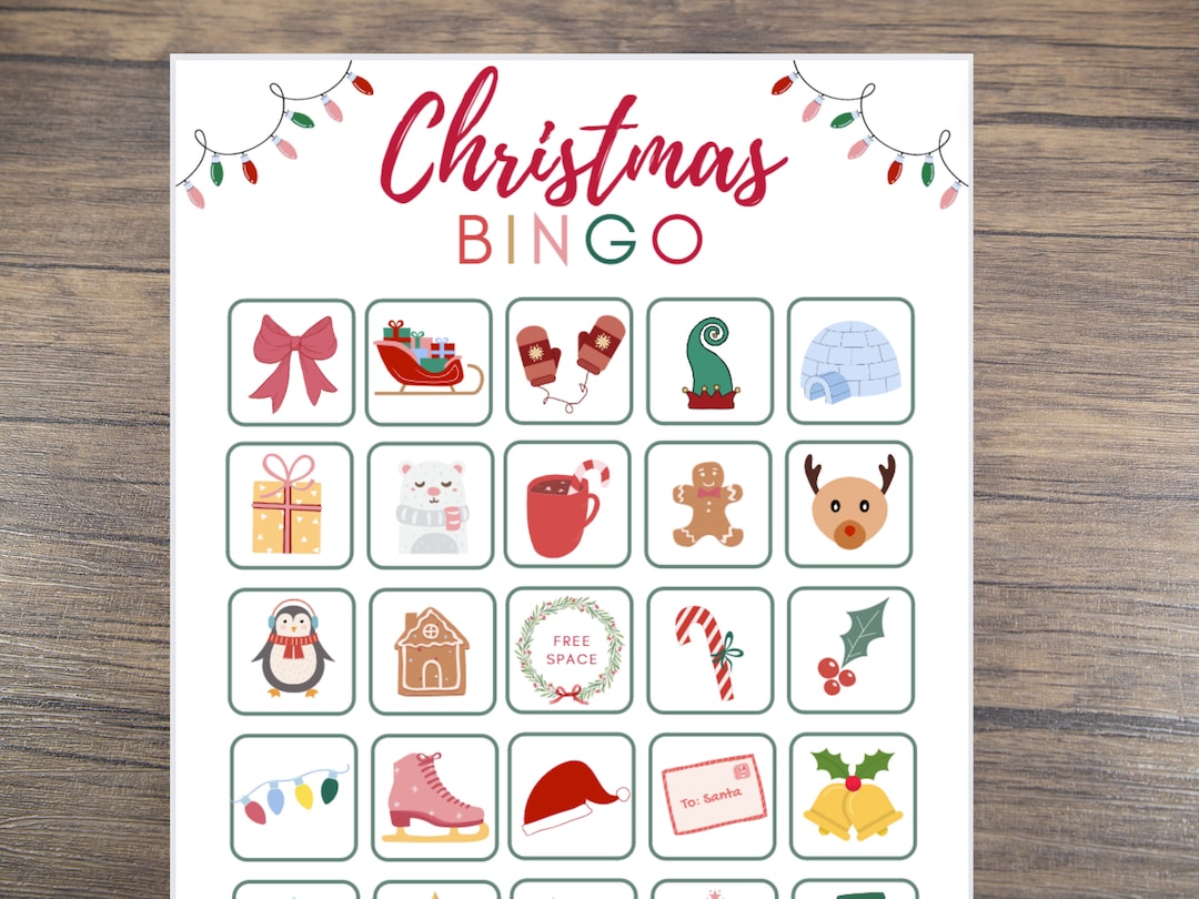 Christmas Bingo Printable Game, Christmas Bingo, Christmas Bingo for ...