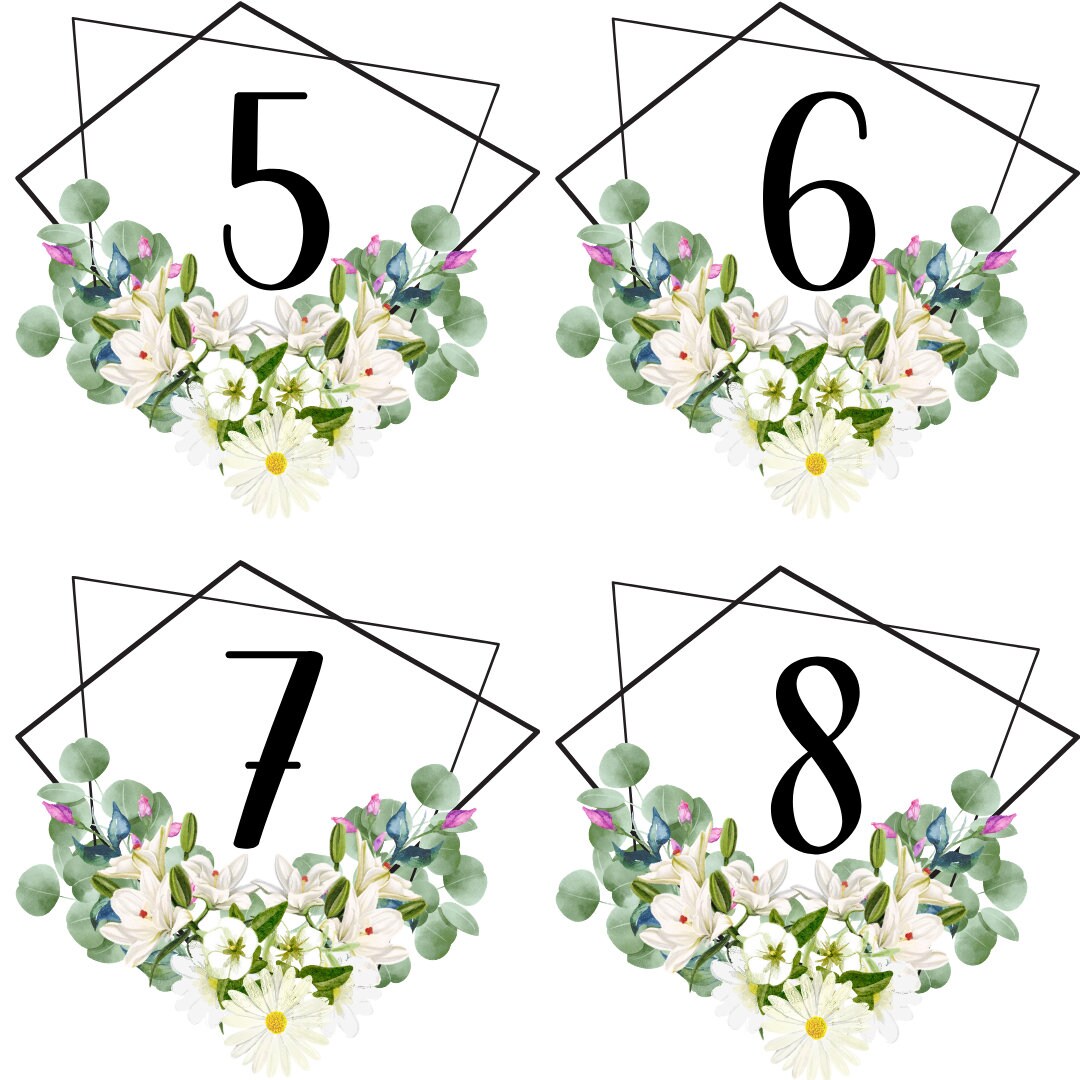 White Flower Table Numbers Party Table Numbers Wedding Table | Etsy
