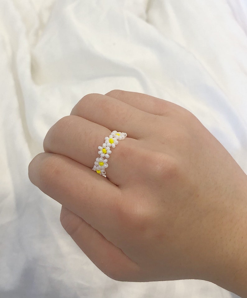 Y2K Smiley Face Beaded Flower Ring (made to Order) - Etsy