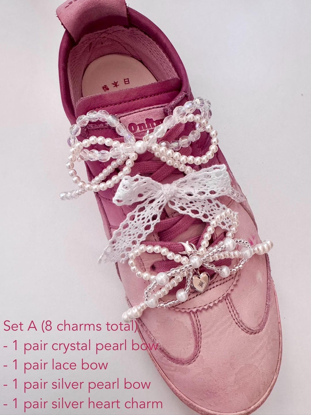 Shoe Charms | Pearl Ribbon Lace Heart Charms for Sneaker Customization ...