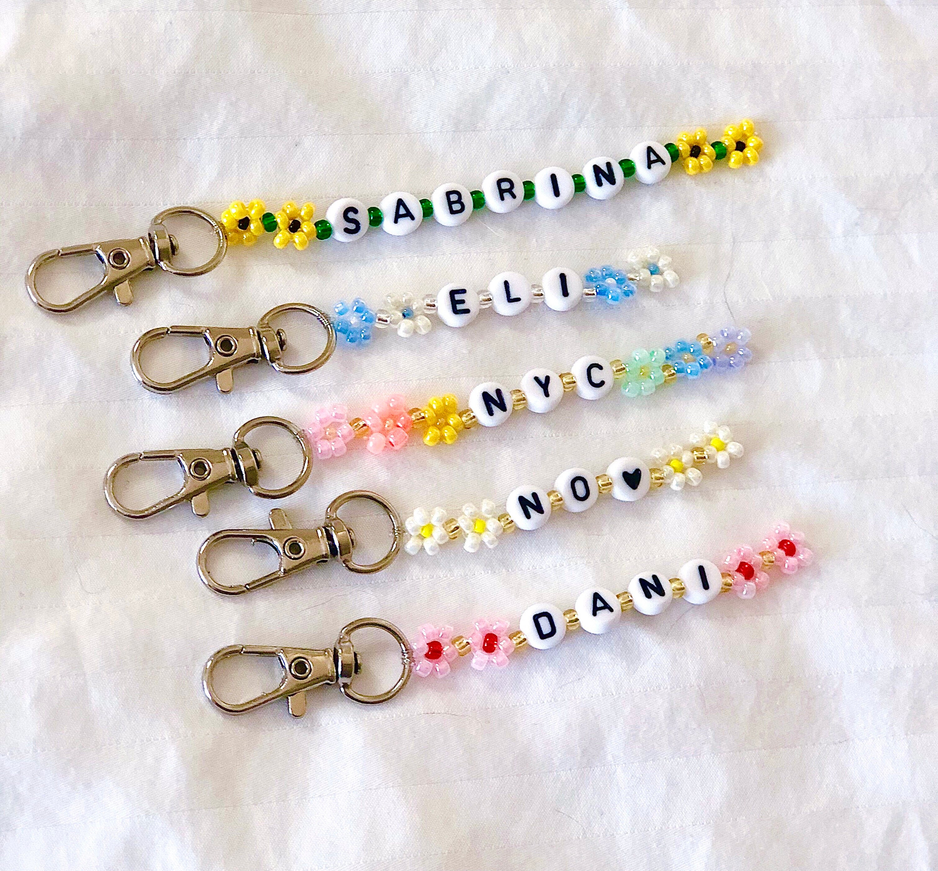 Custom/personalized Name Flower Chain Keychain/key Ring - Etsy