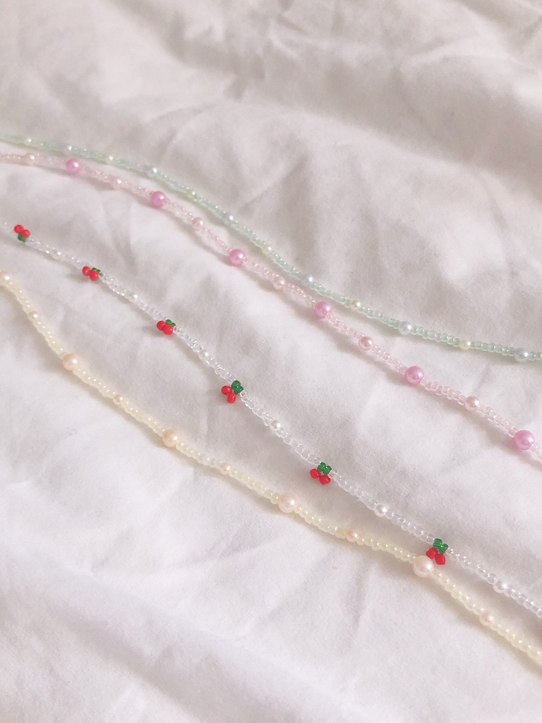 Trendy Seed Bead Pearl/cherry Necklace/anklet/bracelet/waist Chain - Etsy