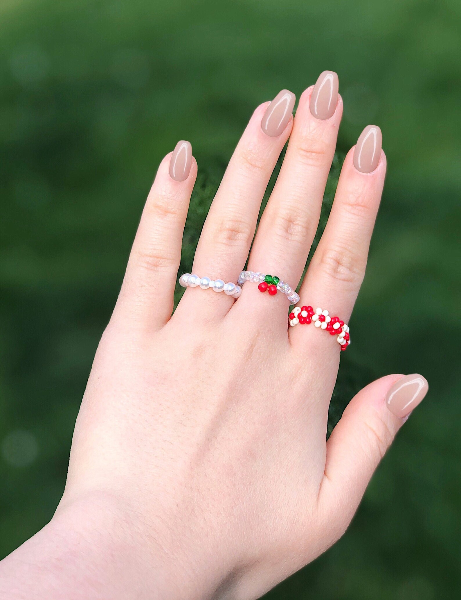 Conjunto de anillos 3 de moda / Mini anillos de cereza perla | Etsy
