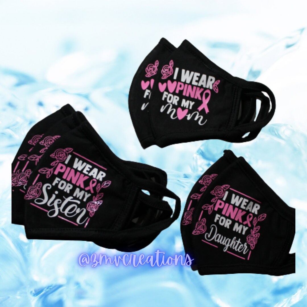 Cancer Awareness Mask Personalized Face Mask Pink Ribbon Washable Mask ...