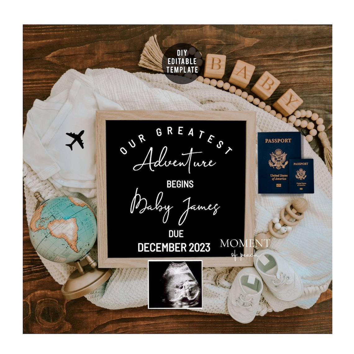 Rustic Travel Theme Pregnancy Announcement, Great Adventure Begins ...
