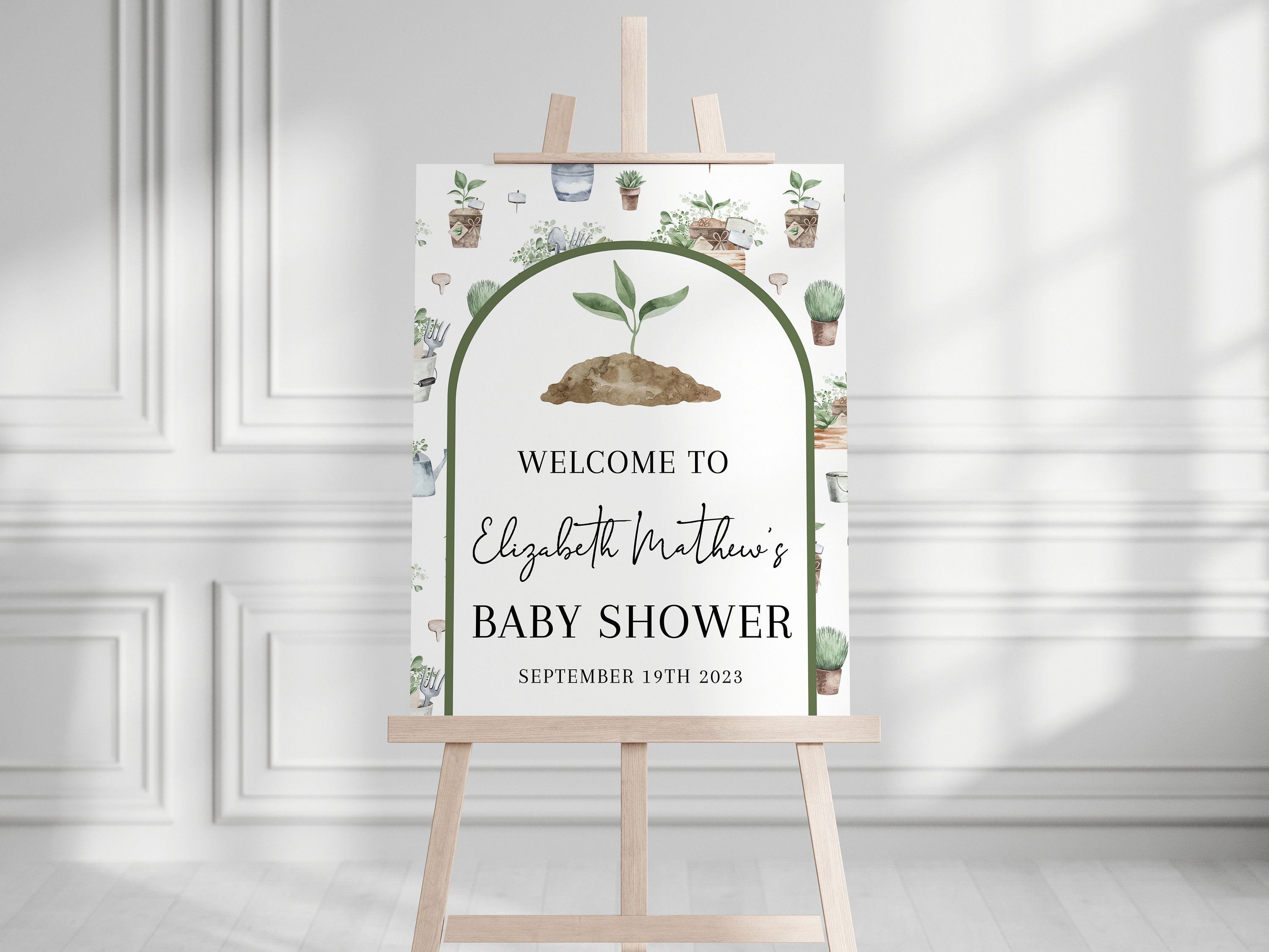 Little Sprout Welcome Sign, Plant Greenery Shower Sign, Welcome Sign ...