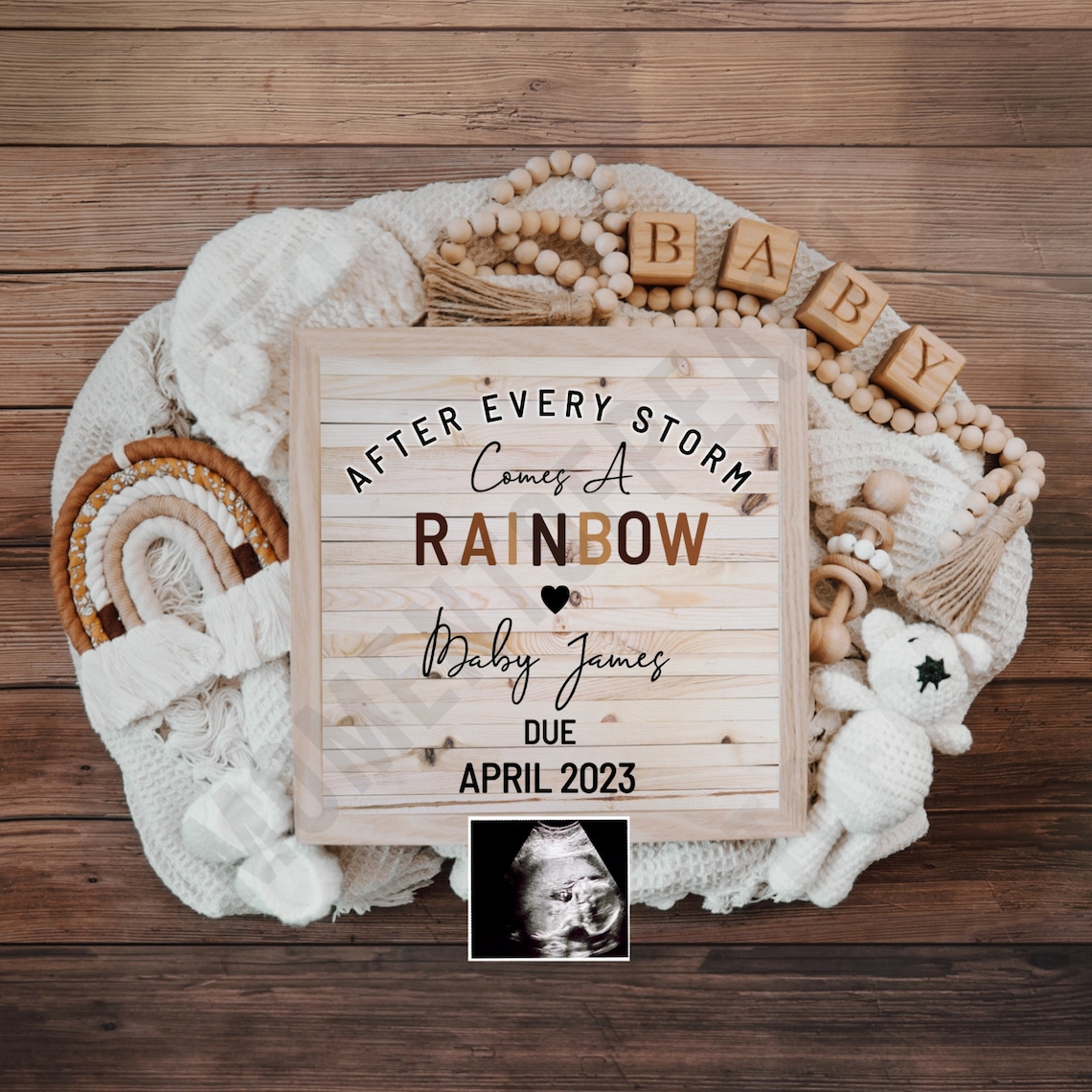 Rainbow Pregnancy Announcement, Digital Rainbow Baby Pregnancy Reveal ...