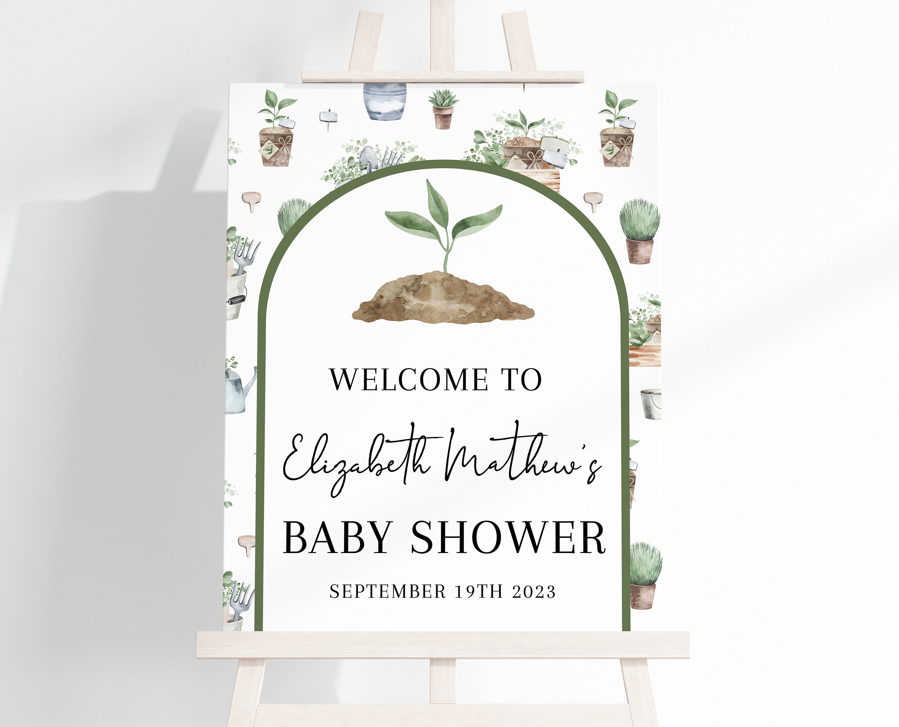 Little Sprout Welcome Sign, Plant Greenery Shower Sign, Welcome Sign ...