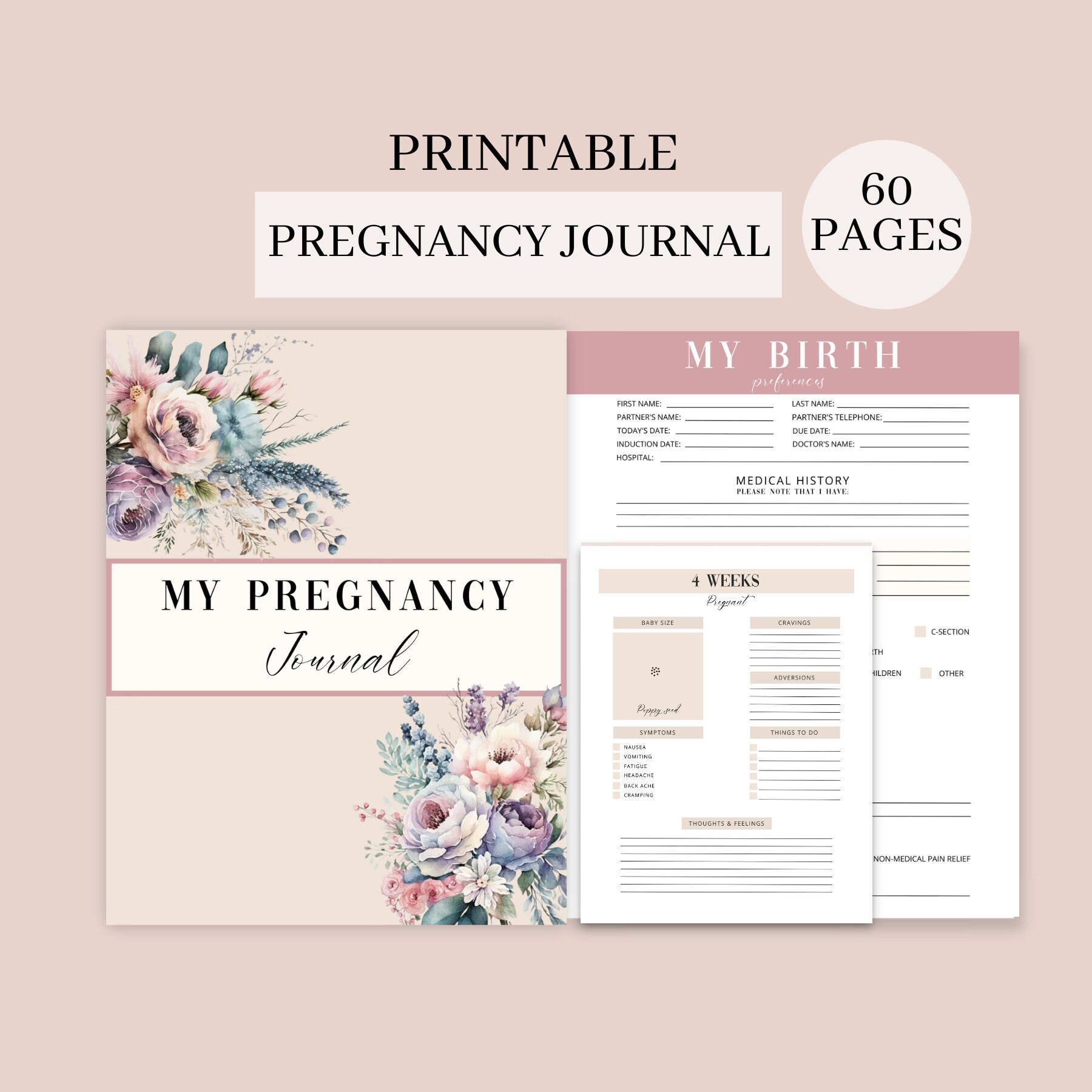 Pregnancy Journal, Printable Pregnancy Journal Template, Pregnancy ...