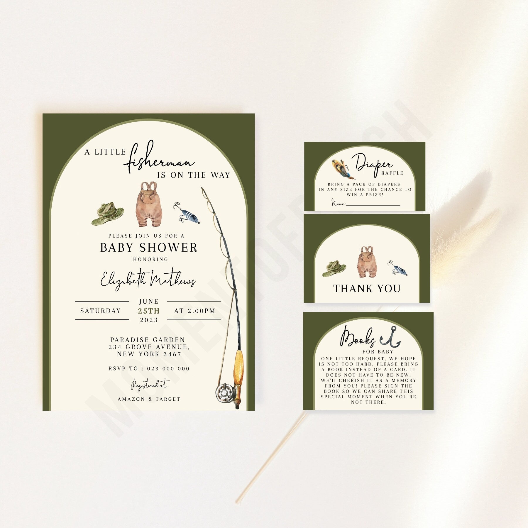 Fishing Baby Shower Invitation Set, Fisherman Baby Shower, Boy Baby ...
