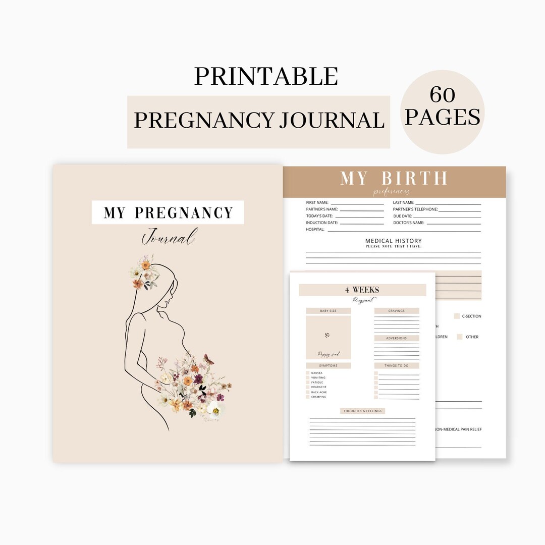 Pregnancy Journal, Printable Pregnancy Journal Template, Pregnancy ...