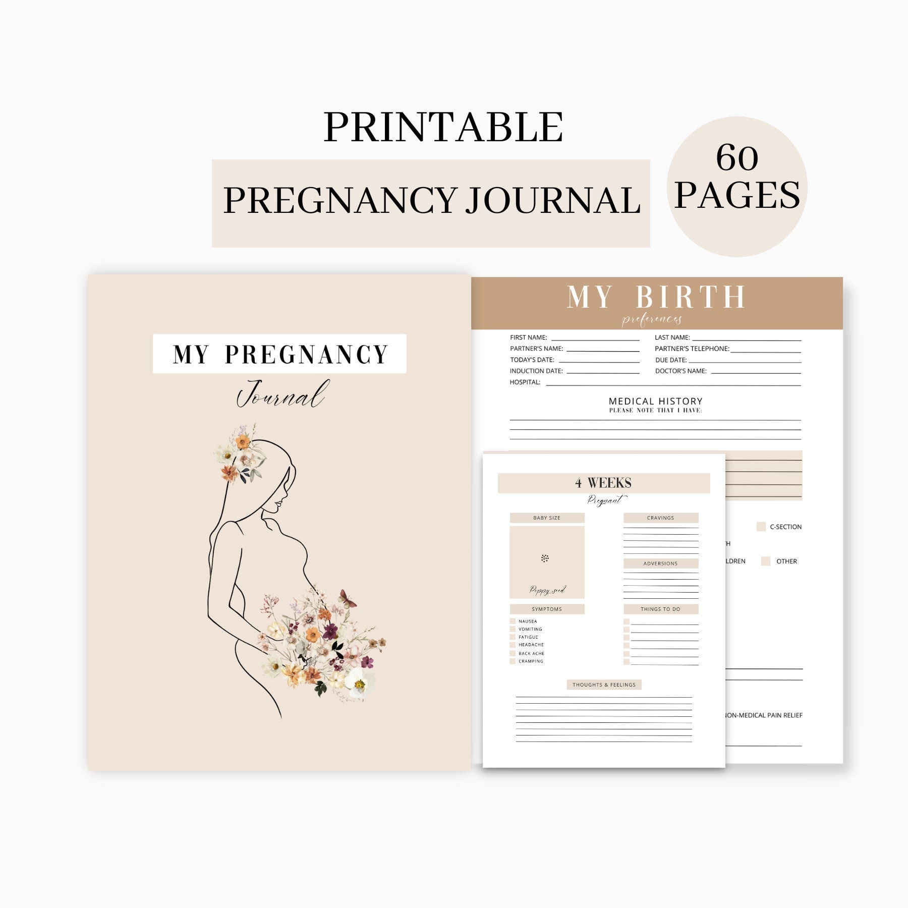 Pregnancy Journal, Printable Pregnancy Journal Template, Pregnancy ...