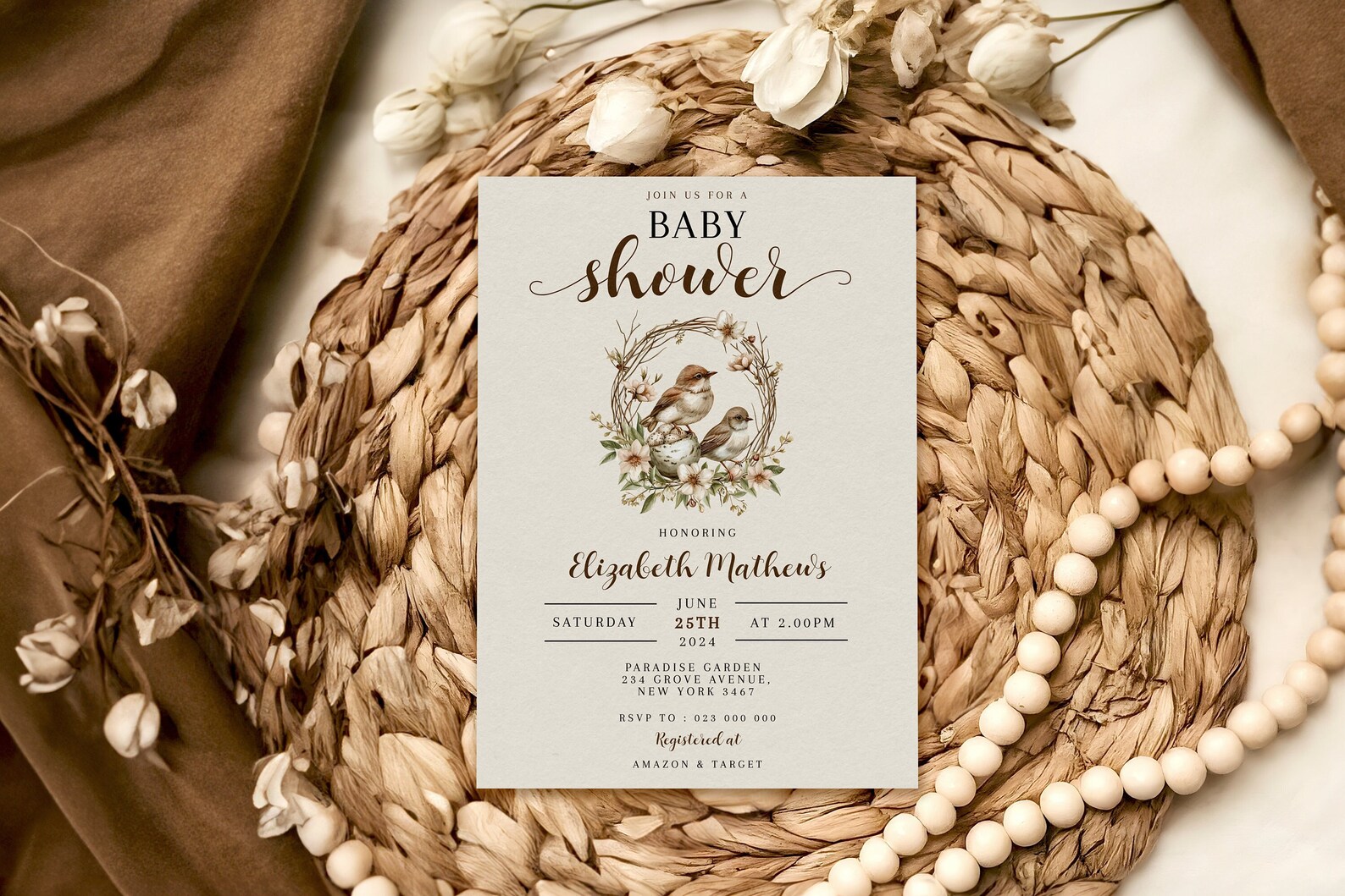 Bird Baby Shower Invite, Bird Gender Neutral Invite, Spring Bird Baby ...