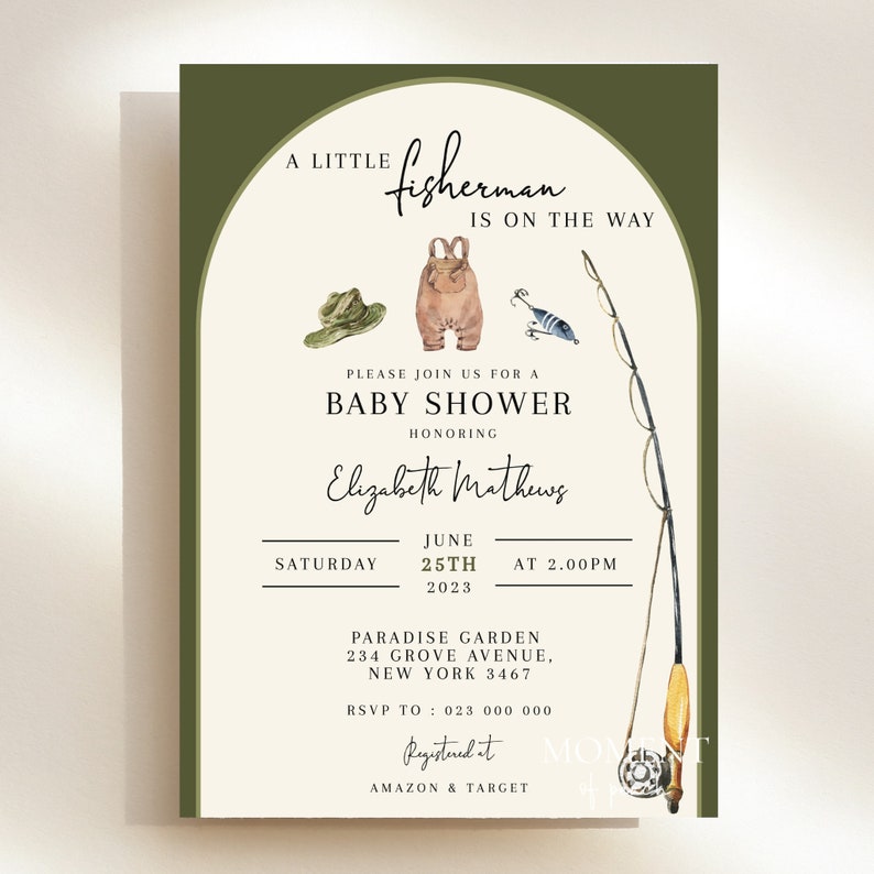 Fishing Baby Shower Invitation, Fisherman Baby Shower, Boho Boy Baby ...