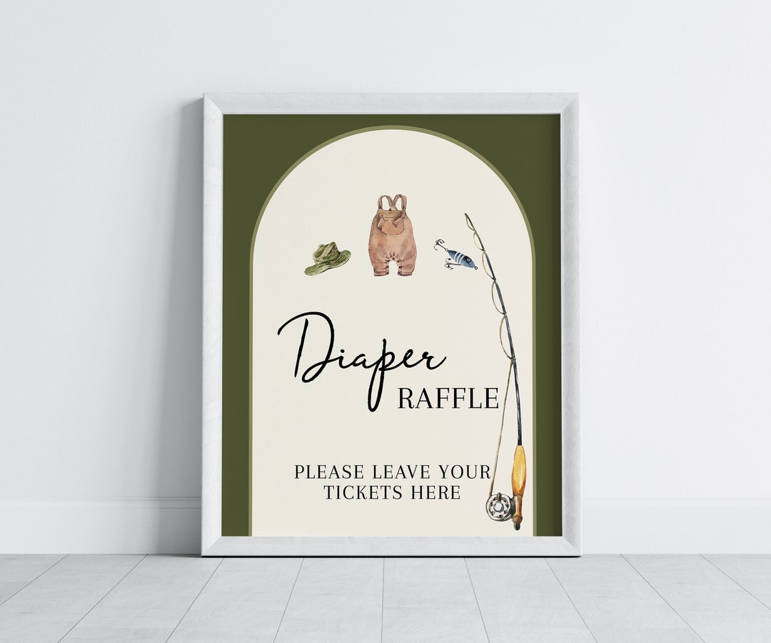 Fishing Diaper Raffle Sign, Fishing Baby Shower Sign, Diaper Raffle ...