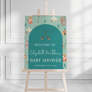 Tribal Baby Shower Welcome Sign, Oh Baby Tribal Forest Animals Baby ...