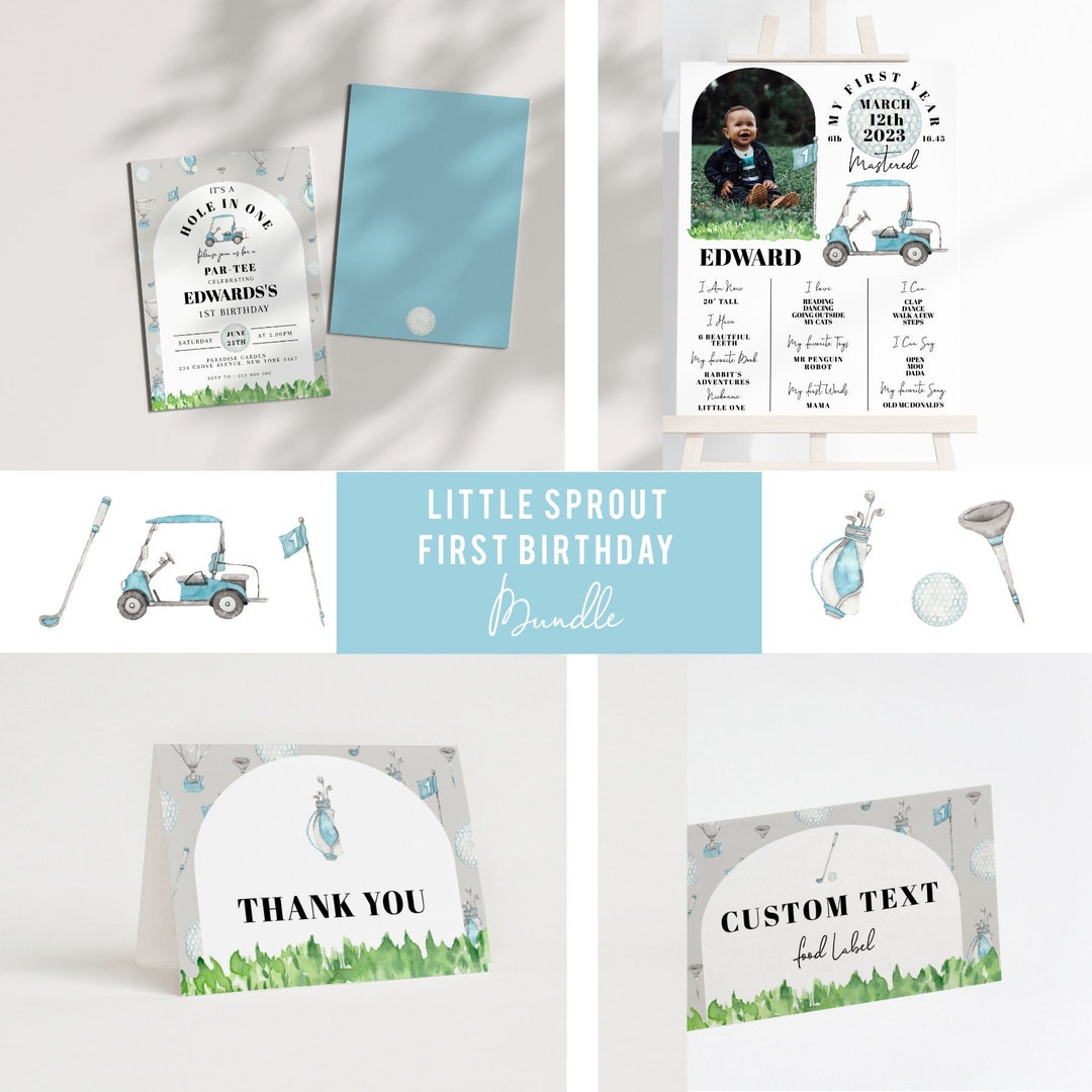 Golf First Birthday Invitation Bundle, Hole in One First Birthday, Golf ...